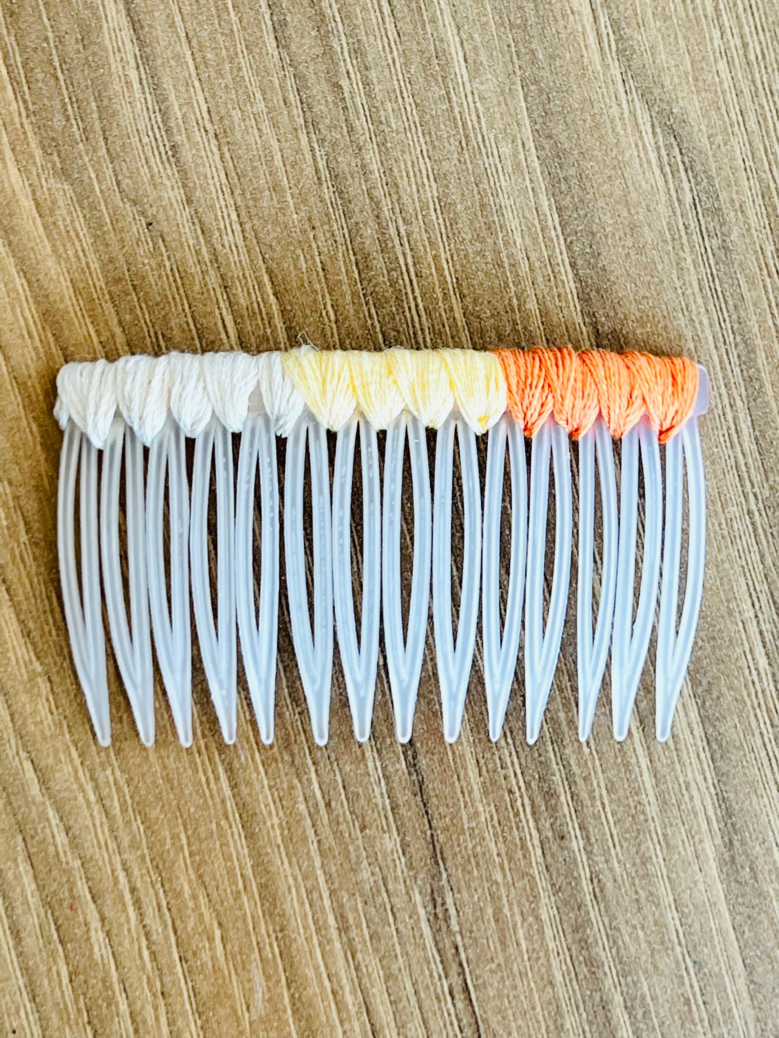 Orange Sunrise Embroidery Hair Comb | Mother Hen's Homestead